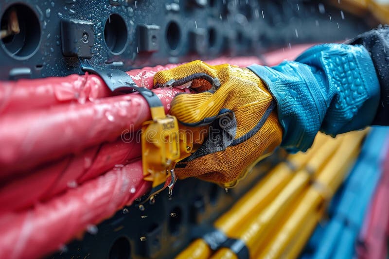 Electrician Installing Insulating Tape on High Voltage Cable for Wire ...