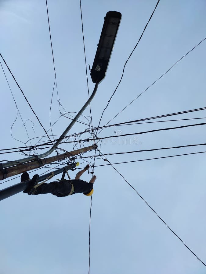 Electrician Installing New Cable for Pln Customer Editorial Photography ...
