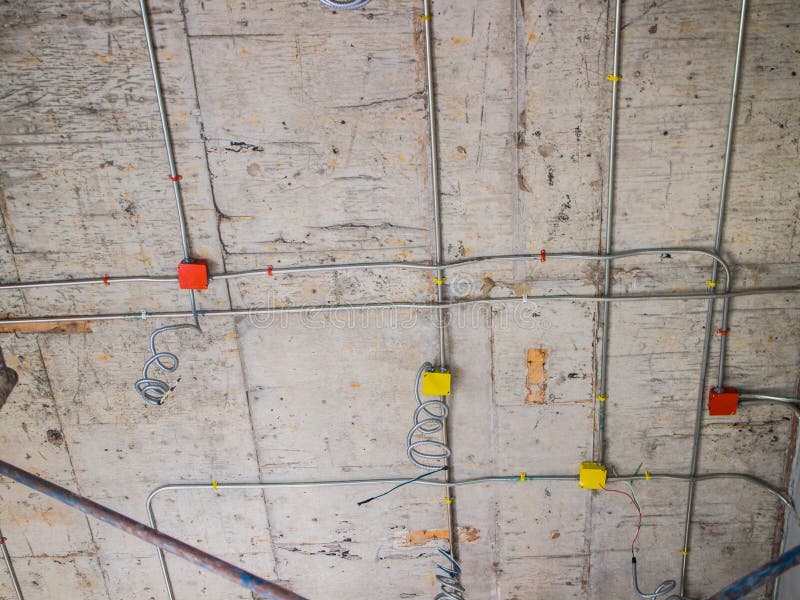 Electrician Installing Power Cables in a New Building Stock Image ...