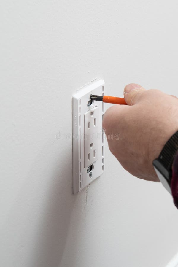 An Electrician Installs New Current Socket Stock Photo - Image of ...