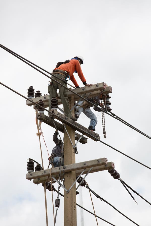 Electrician Lineman Repairman Worker Editorial Stock Image - Image of ...