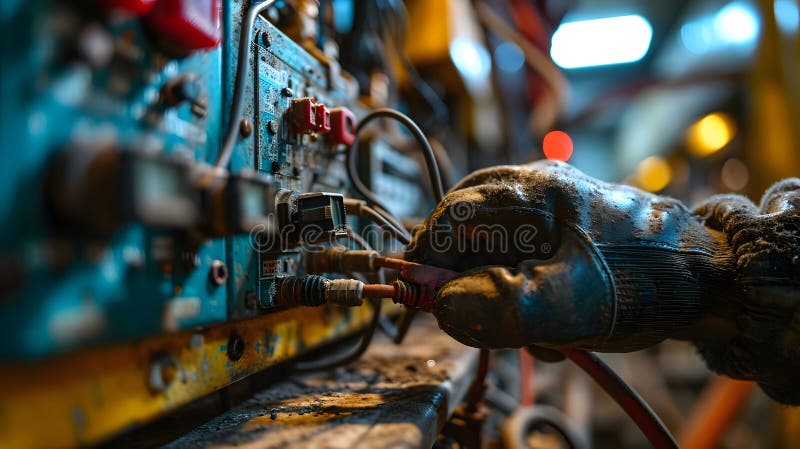 Electrician Measurements with Multimeter Testing Current Electric in ...