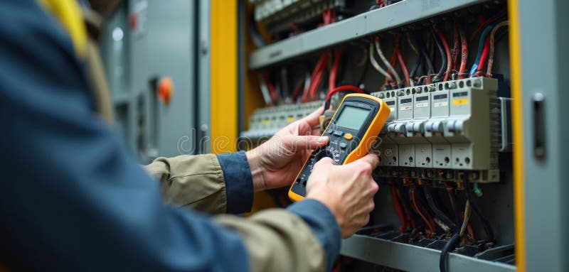 Electrician Testing Electrical Panel Multimeter Safety Inspection ...