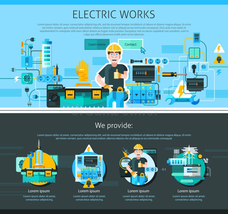 Electrician One Page Design Stock Illustrations – 14 Electrician One ...