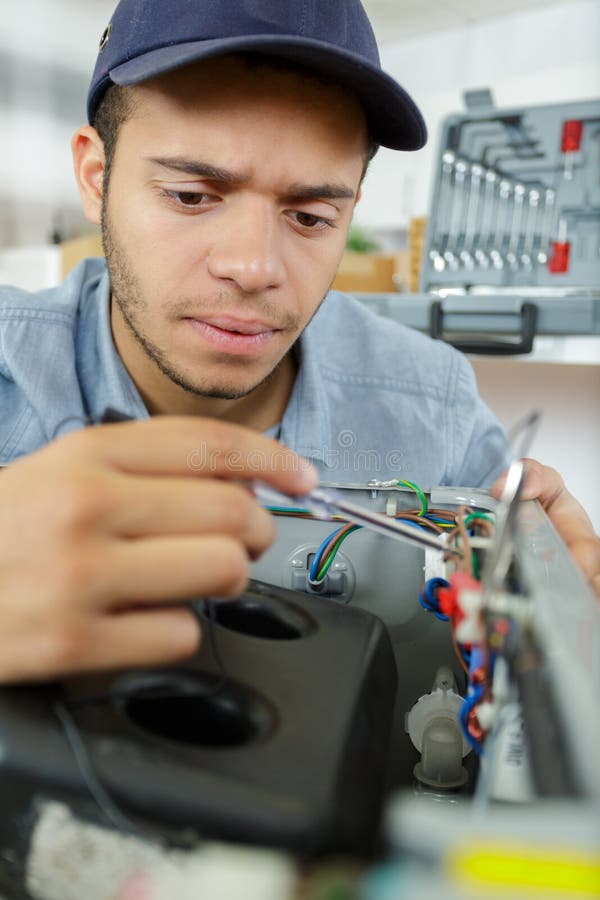 Electrician Performs Electrical Work Stock Photo - Image of electrical ...