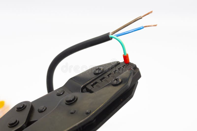 An Electrician Prepares the Cable Crimping Tool Stock Photo - Image of ...