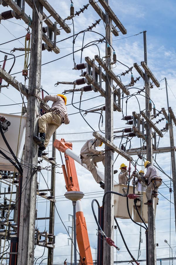 Electrician Repair the Transmission System. Editorial Stock Photo ...