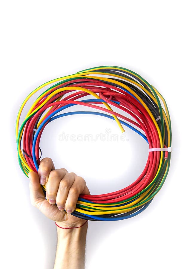 Electrician S Cable in Hand Isolate. Selective Focus Stock Image ...