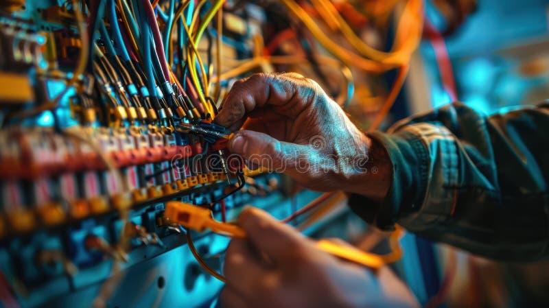 The Electrician& X27;s Hands at Work.AI Generated Image Stock Photo ...