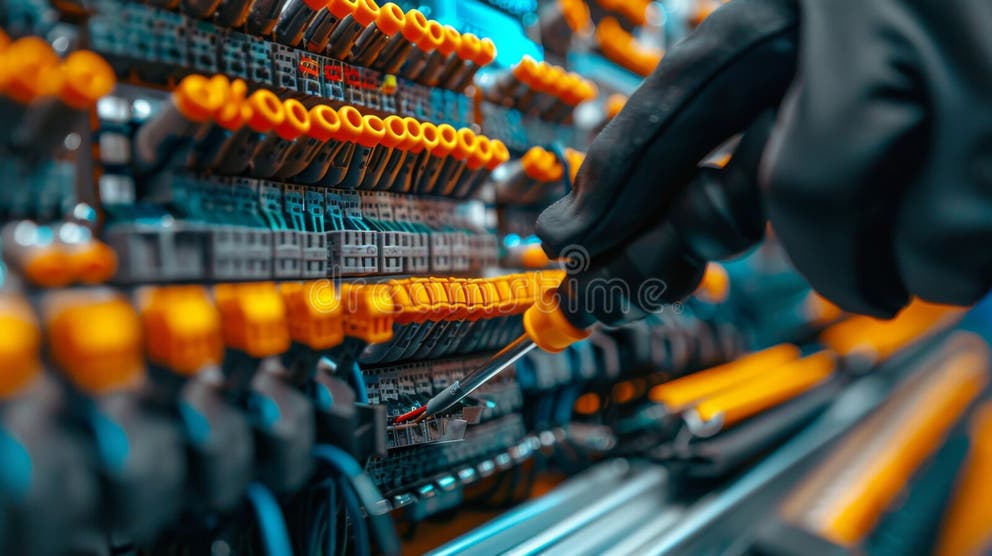 Electrician S Hands Working on Complex Wiring and Electrical Components ...
