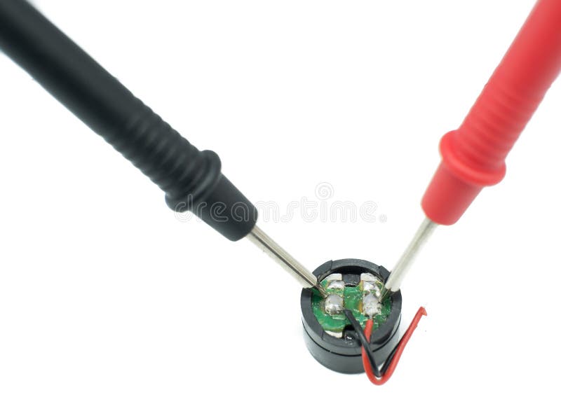 Electrician`s Probes Testing Components on a White Background Stock ...