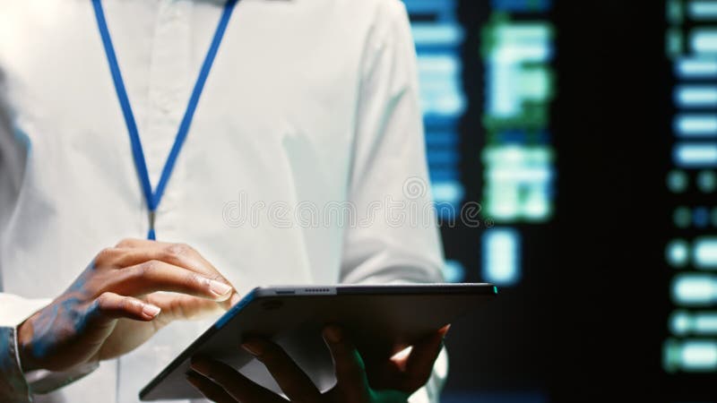 Electrician Walks through Supercomputers Stock Image - Image of ...