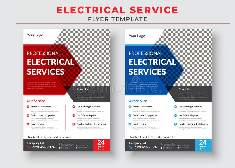 Electrician Service Flyer Template, Professional Electrical Service ...