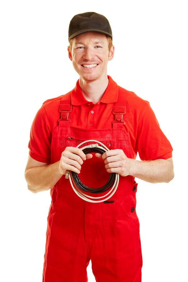 Electrician Standing and Smiling Stock Photo - Image of frontal ...