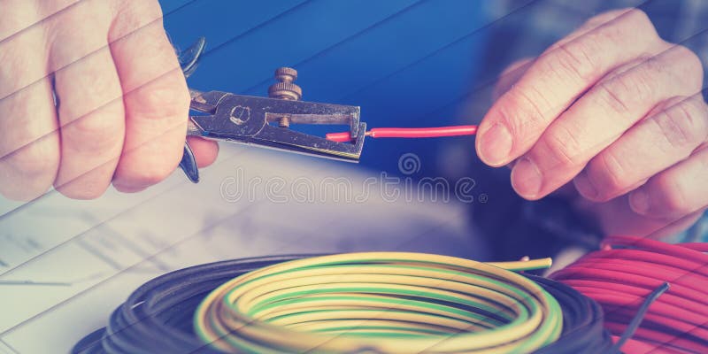 Electrician Stripping a Wire, Geometric Pattern Stock Image - Image of ...