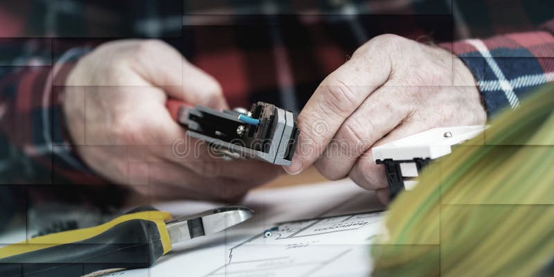 Electrician Stripping a Wire, Geometric Pattern Stock Photo - Image of ...