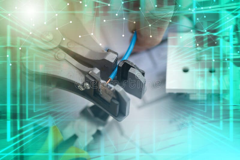 Electrician Stripping a Wire; Multiple Exposure Stock Photo - Image of ...