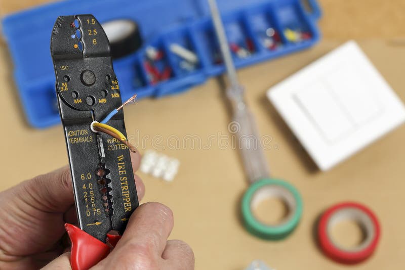 Electrician Stripping Wires Stock Photo - Image of tools, power: 174346242