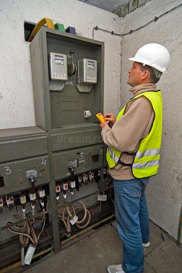 Electrician in Switching Power Stock Image - Image of shock, movemant ...