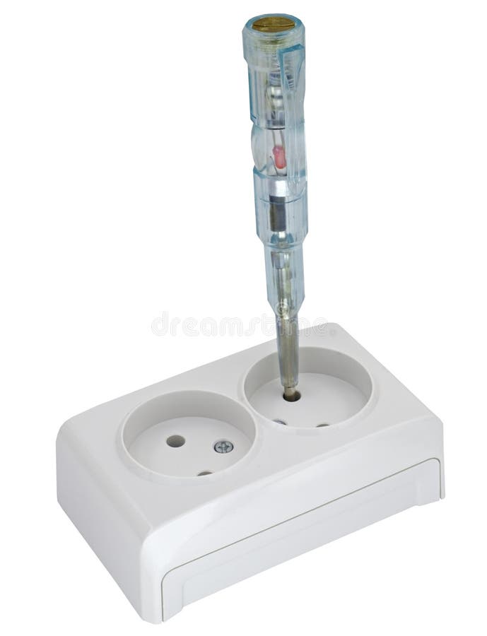 Electrician Testing for Electricity with a Voltage Tester Stock Photo ...