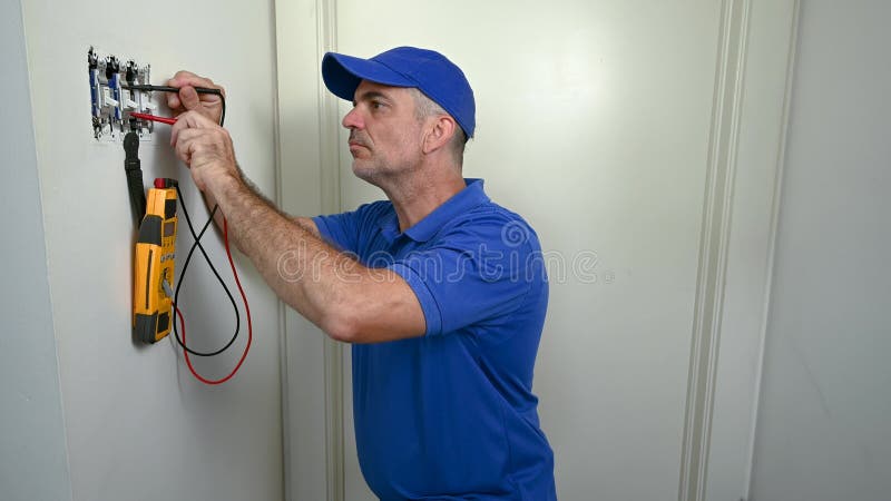 Electrician Testing Voltage on a Toggle Switch Stock Video - Video of ...