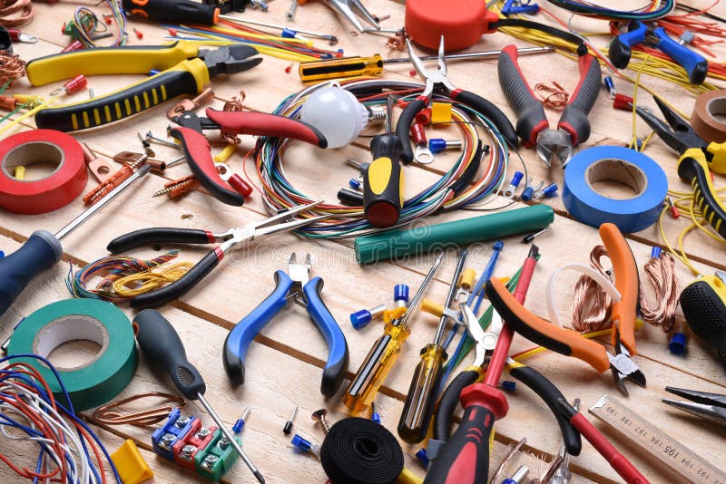 Electrician Tool and Component Stock Photo - Image of installing ...