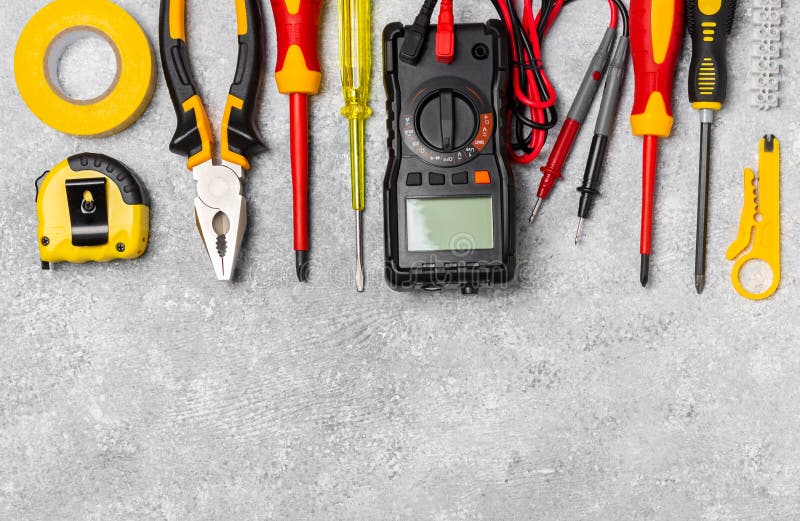 Electrician Tools on Background. Stock Illustration - Illustration of ...