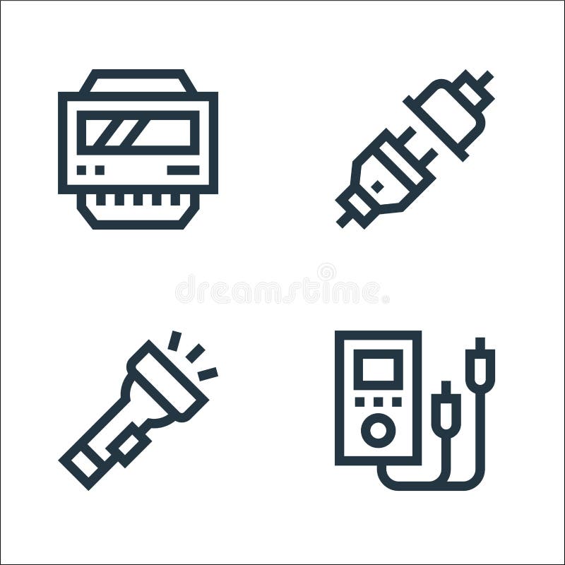 Electrician Tools and Line Icons. Linear Set Stock Vector ...