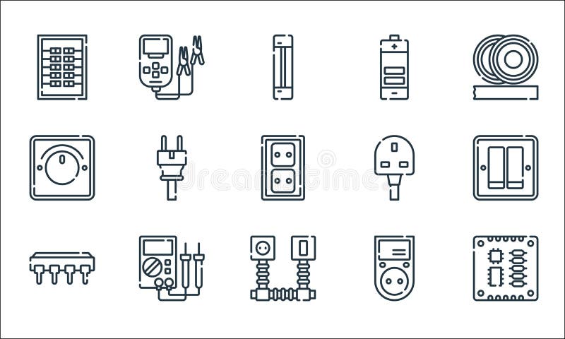 Electrician Tools and Line Icons. Linear Set Stock Vector ...