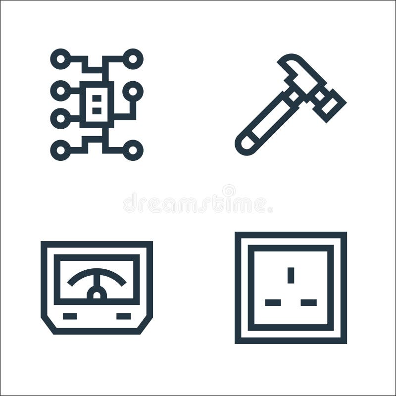 Electrician Tools and Line Icons. Linear Set Stock Vector ...