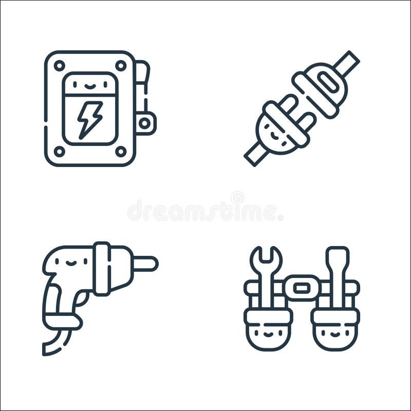 Electrician Tools and Line Icons. Linear Set Stock Vector ...
