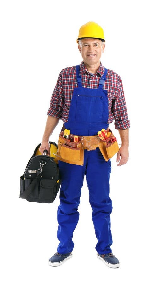 Electrician with Tools Wearing Uniform Stock Image - Image of ...