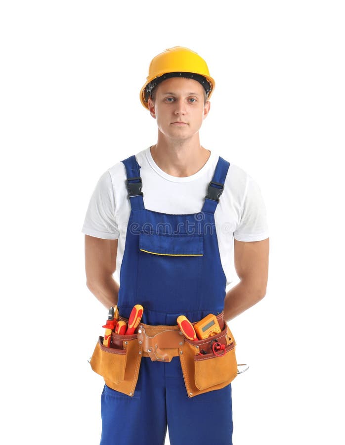 Electrician with Tools Wearing Uniform Stock Image - Image of ...