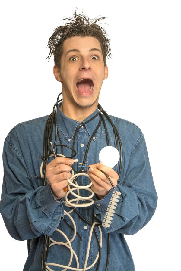 Electrician in trouble stock image. Image of worker - 106302879