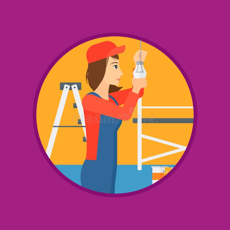 Electrician Cartoon Change Lamp Stock Illustrations – 38 Electrician ...