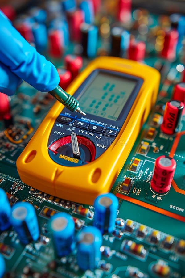 Electrician Using a Multimeter To Check and Test Electrical Wires for ...