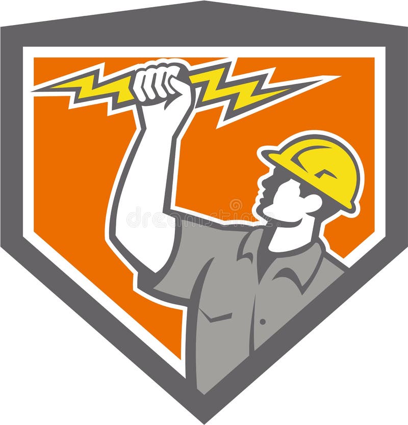 Electrician Wield Lightning Bolt Side Crest Stock Vector - Illustration ...