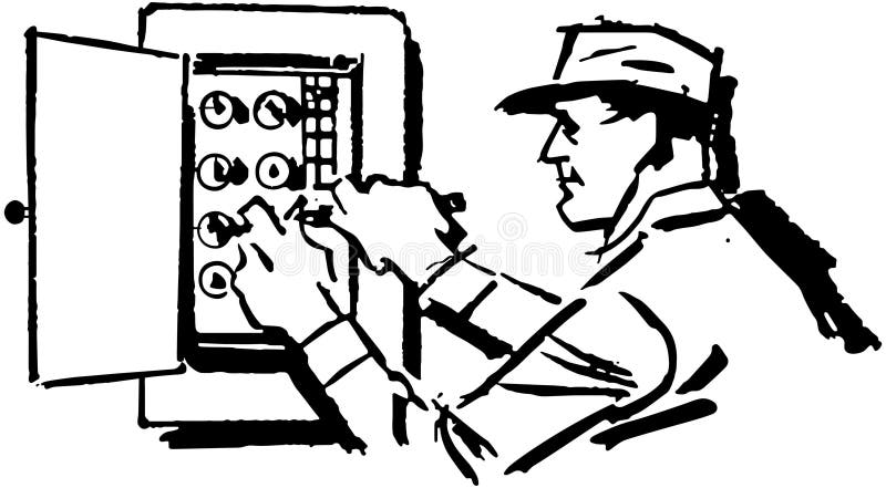 Electrician at Work stock vector. Illustration of clipart - 42097929