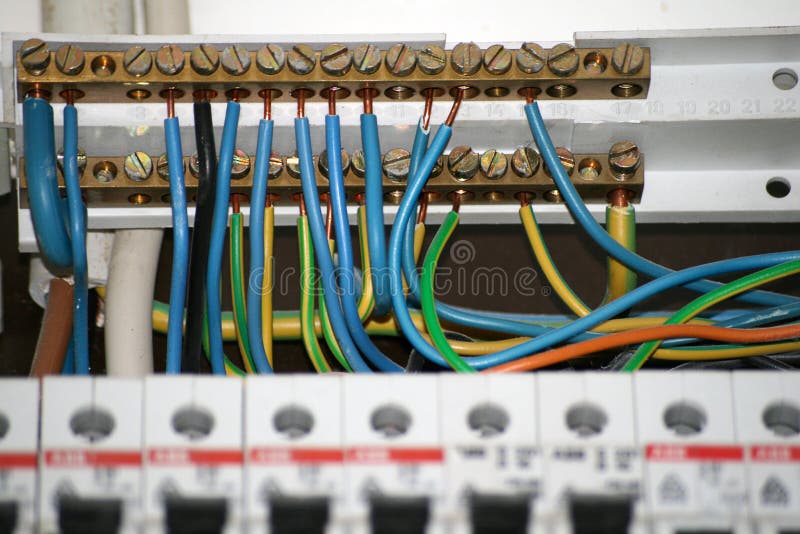 Electrician Work Connecting Cables at Control Box Stock Photo - Image ...