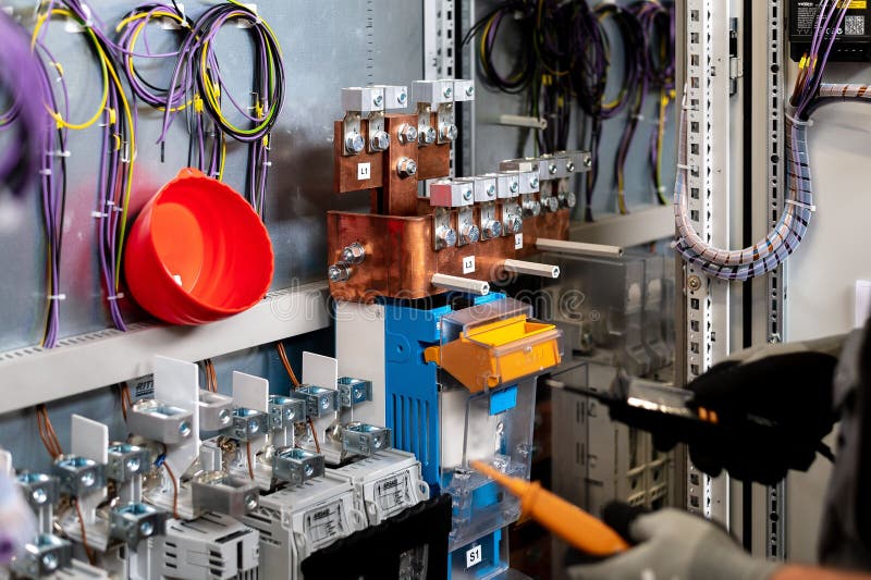 Electrician at Work, Electric Components, Electrical Voltage Stock ...