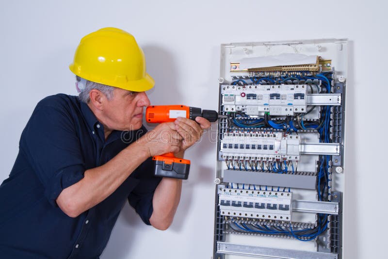 Electrician at work stock photo. Image of electricina - 91455308