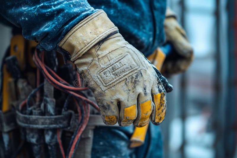 Electrician at Work with Gloves Preparing for Electrical Installation ...
