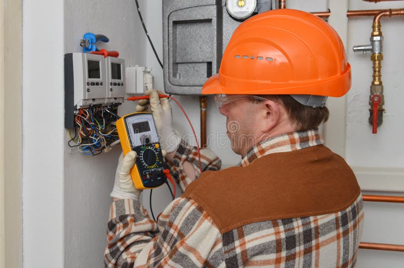 Electrician at work stock image. Image of panel, component - 30040679