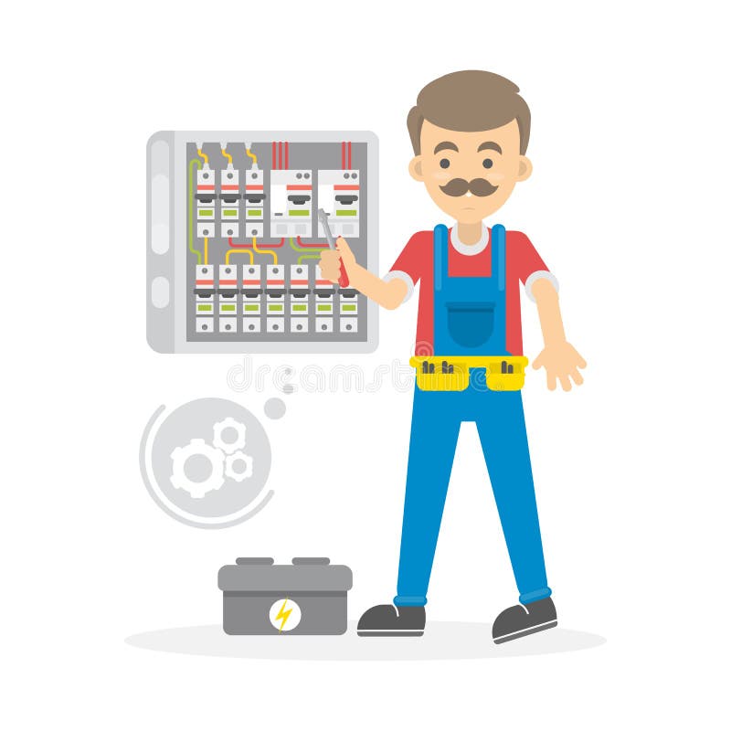 Electrician at Work stock vector. Illustration of power - 76472859