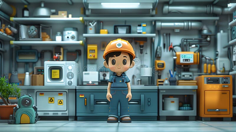 Electrician at Work - Realistic Scene for Designers Stock Illustration ...