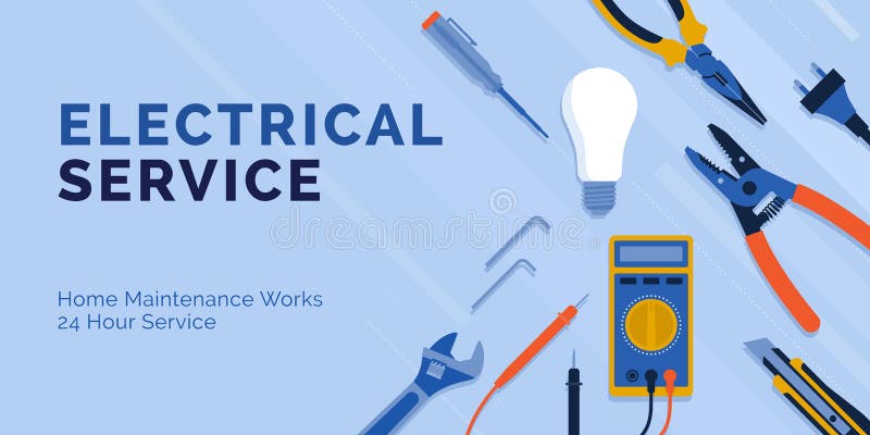 Electrical Service Workers Composition Stock Vector - Illustration of ...