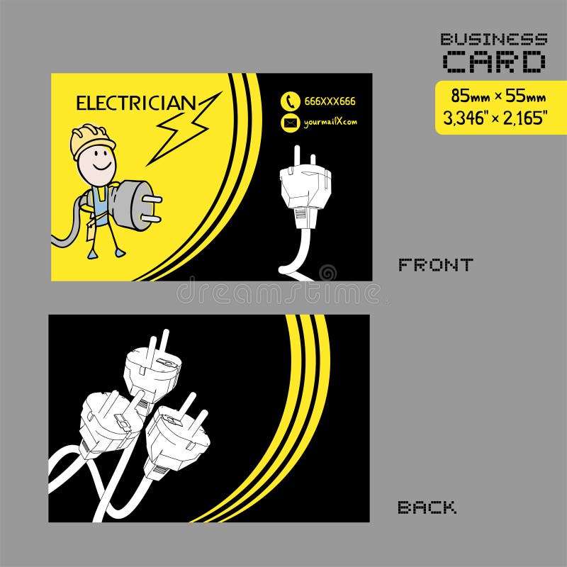 Electrician Worker Visit Card Design Stock Vector - Illustration of ...