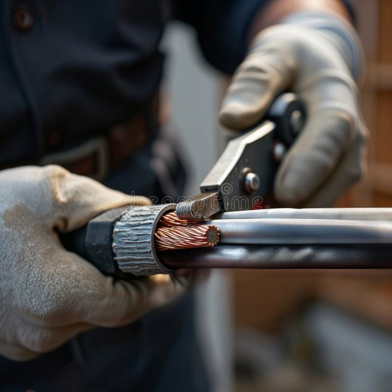 Electrician Using Cable Stripper Tool, Generative Ai Stock Illustration ...