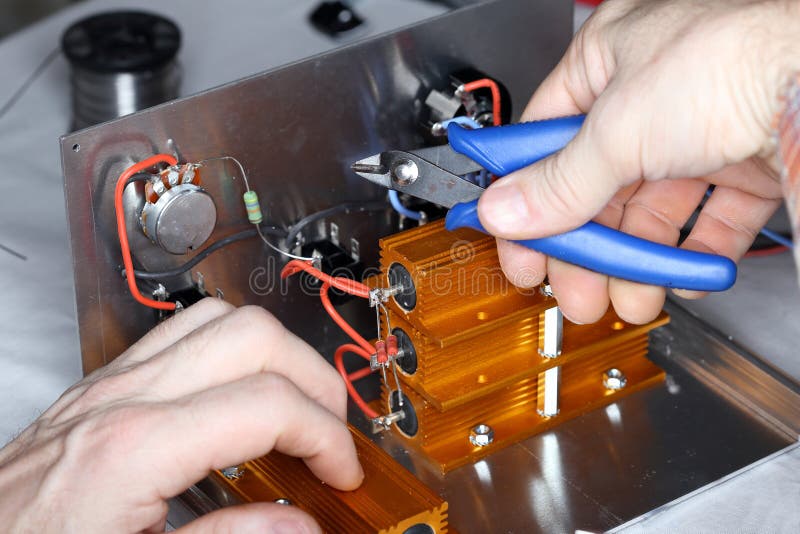 Electrician is working stock photo. Image of circuit - 116620496