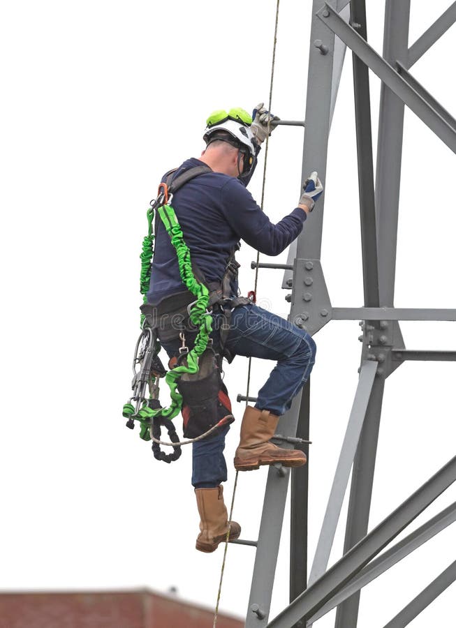 Electrician is Working on a Pole Editorial Stock Image - Image of ...